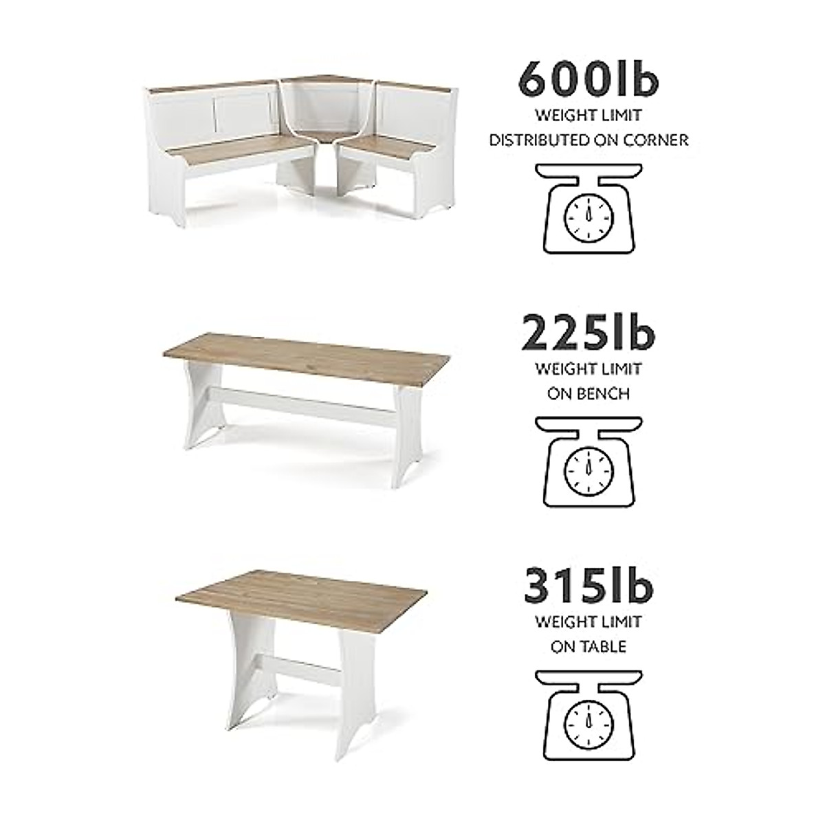 Linon Home Decor Sadie Antique White Nook