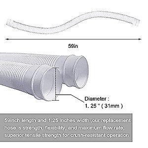Swimming Pool Replacement Hoses,1.25in Diameter Pool Filter Pump Replacement Hoses(4pcs),Premium Quality Kinkproof PE, Compatible with Pump 330 GPH, 530 GPH, and 1000 GPH.(59”Length)