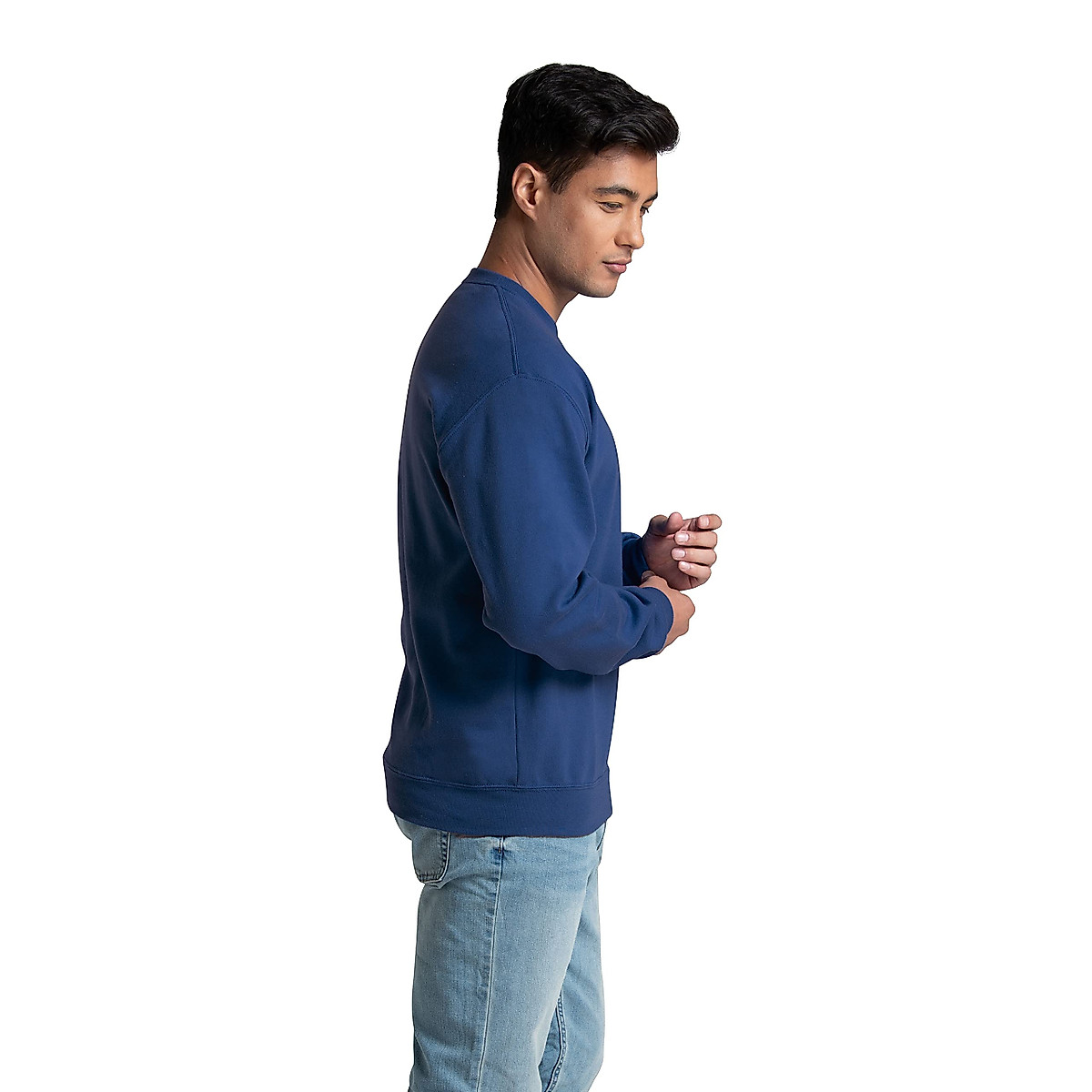 Fruit of the Loom Men's Eversoft Fleece Crewneck Sweatshirts, Moisture Wicking & Breathable, Sizes S-4X, Mellow Blue, 3X-Large