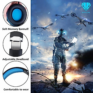 Gaming Headset for PS4, PC, Xbox One, PS5, for Nintendo Switch, Wired Over Ear Headphones with Stereo Surround Sound, Noise-Cancelling Microphone, LED Lights for Kids Adults, Red