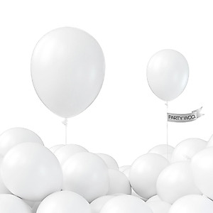 PartyWoo White Balloons, 52 pcs 12 Inch White Balloons, Latex Balloons for Balloon Garland or Balloon Arch as Birthday Party Decorations, Wedding Decorations, Baby Shower Decorations, White-Y13