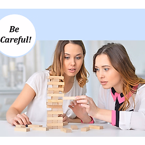 Number 1 in Gadgets Timber Tower Wood Block Stacking Game, 48 Piece Classic Wooden Blocks for Building, Toppling and Tumbling Games, Deluxe Stacking Game