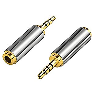 NETVIP 2.5mm Male to 3.5mm Female Audio Adapter Gold Plated 2.5mm to 3.5mm Adaptateur TRRS Converter Premium Sound Quality 3 Ring Earphone Headset Stereo Adapter Jack (Stereo or Mono)-2 Packs