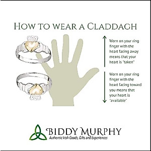 Biddy Murphy, Irish Claddagh Ring for Women Green Gem & Cubic Zirconia Wishbone Band Made in Ireland Size 8