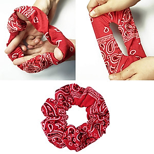 Bandana Print Scrunchies Hair Ties, 5PCS Cotton Hair Elastics for Women