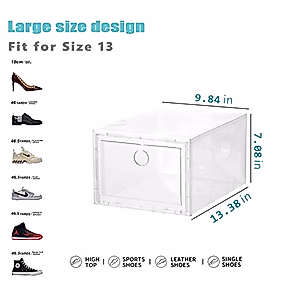 BVBOX 12 Pack Shoe Box Shoe Orgainzer Clear Shoe Storage Boxes XL Clear Plastic Stackable Shoe Cabinet Shoe Display Storage Boxes