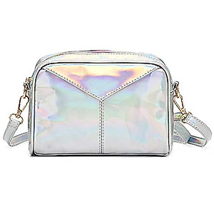Gabrine Women Girls Casual Holographic Shoulder Bag Crossbody Handbag Clutch Purse for Wedding Banquet Party