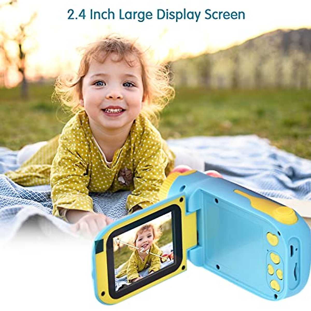 dsfen 1080P 20 Mega Pixels High Resolution Kids Video Camcorder Portable Mini Digital Camera with 2.4 Inch Large Display Screen Birthday Gifts for Boys Girls