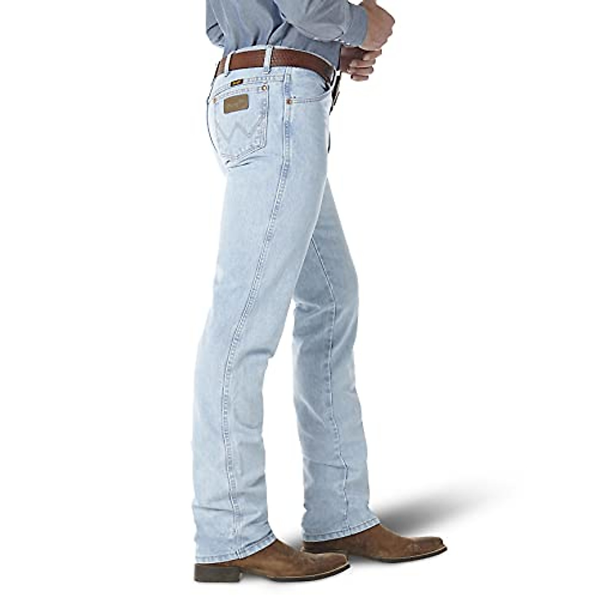 Wrangler Men's Cowboy Cut Slim Fit Jean, Gold Buckle Bleach, 32W x 34L