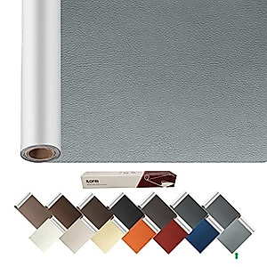 ILOFRI Large Leather Repair Patch Tape Light Grey 60x17 inch, Durable Self Adhesive Backing, Vinyl and Leather Repair Kit for Couches, Car Seats, Furniture, Upholstery, Sofa, Boat Seats - Light Grey