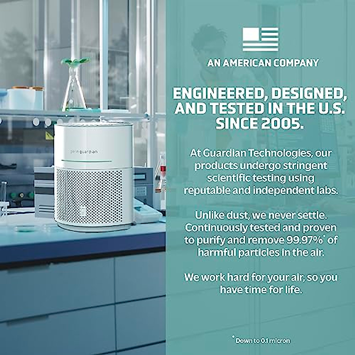 Germ Guardian AirSafe+ Intelligent Air Purifier with 360° HEPA 13 Filter, Captures 99.97% of Pollutants, Wildfire Smoke, Large Rooms, Air Quality Sensor, UVC Light, Zero Ozone Verified, White AC3000W