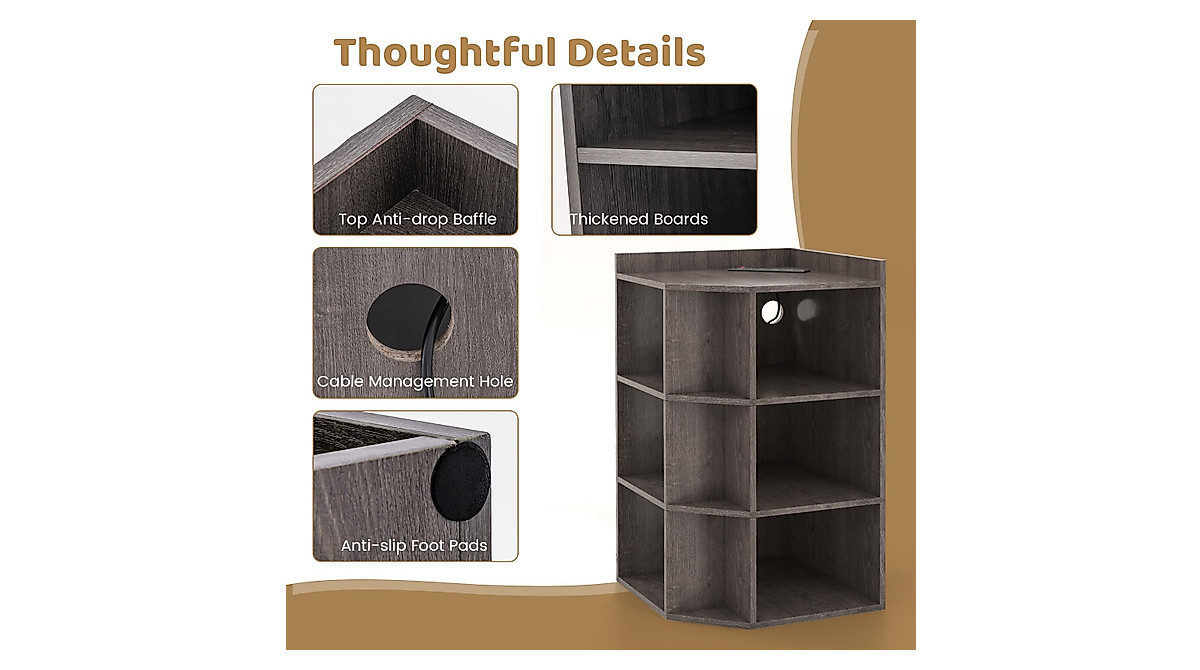 Byroce 9 Cube Corner Cabinet - Space-saving Storage & Charging Station