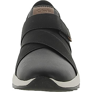 Clarks Women's Dash Lite Strap Sneaker, Black Leather, 7