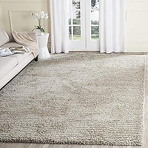 SAFAVIEH Ultimate Shag Collection 8' x 10' Sand / Ivory SGU211C Handmade Solid 1.6-inch Thick Area Rug