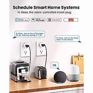 Ecoey Smart Plug - Smart Home Wi-Fi Outlet with Timing and Appointment Function, Smart Plugs with Voice Control, Familywell Pro/Tuya APP, ETL Listed, GW2001, 4 PACKS