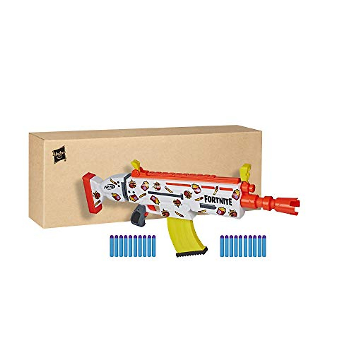Nerf Fortnite AR-Durrr Burger Motorized Blaster - Customizing Stickers, 20 Darts, 10-Dart Clip - for Youth, Teens, Adults (Amazon Exclusive)