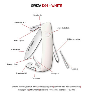 Swiza KNI.0040.1020 D04 Swiss Pocket Knife White