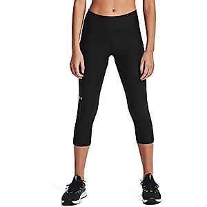 Under Armour Women's HeatGear Armour Mid No-Slip Waistband Pocketed Capri , Black (001)/White , Large