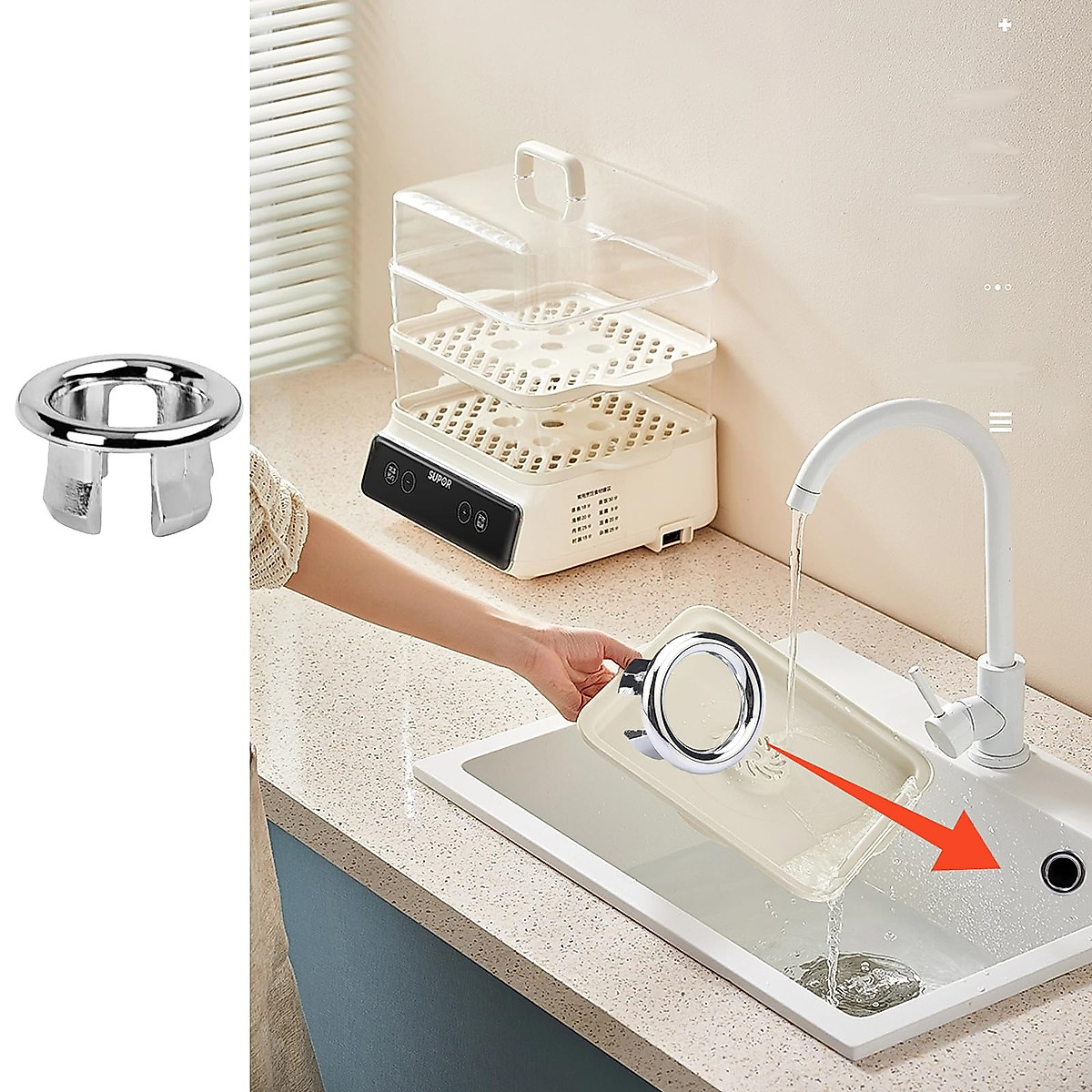 Alovexiong 6 Pack Bathroom Basin Sink Round Hole Trim Chrome Overflow Cover Rings Hole Insert in Cap Hollow Ring Triangle for Hole Diameter Replacement Ceramic Pots for Home,Sink,Bathroom,Kitchen