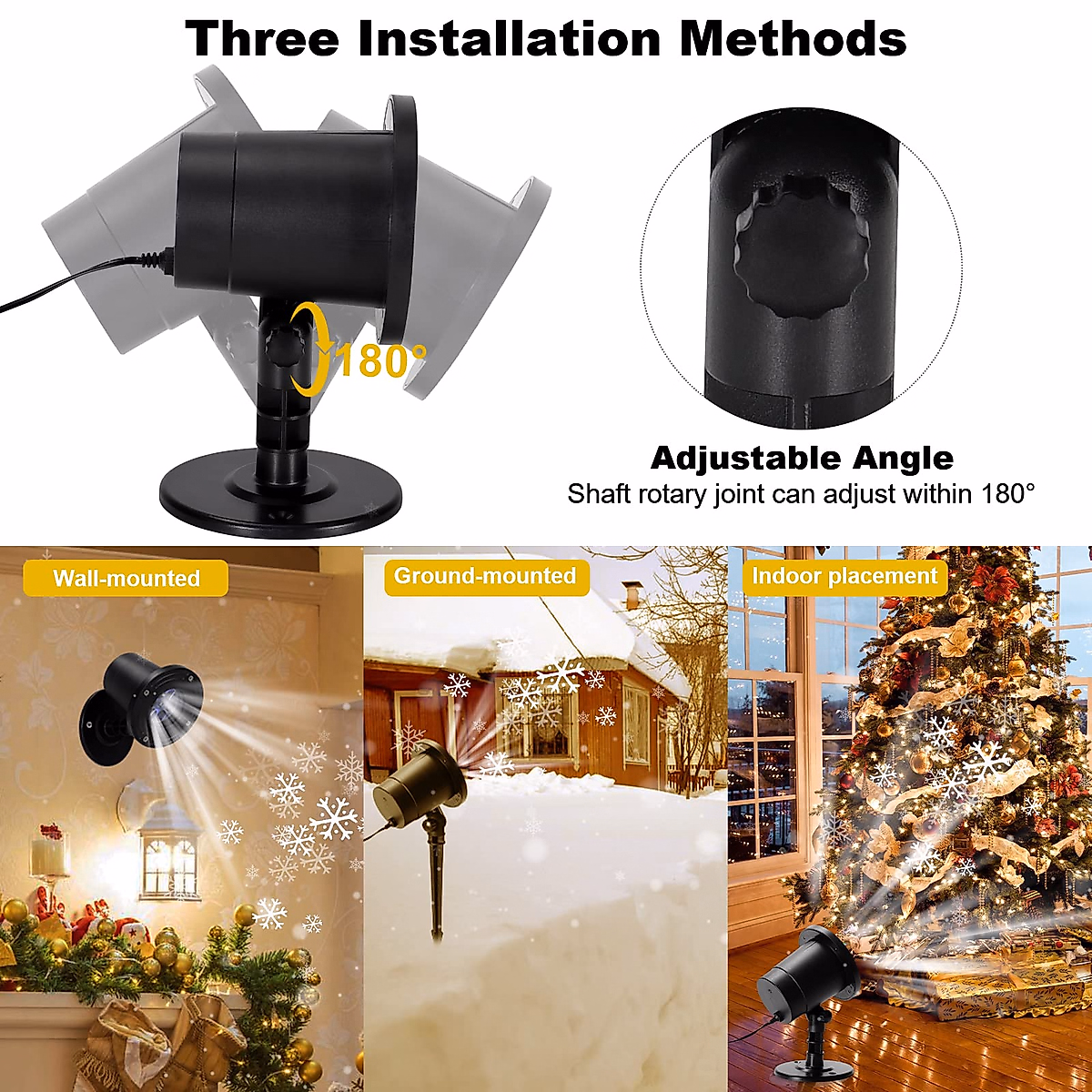 Christmas Snowflake Projector Lights, Waterproof Indoor Outdoor Snowfall Projection Lights for Christmas Theme Party, Holiday, Home Birthday Party, Home Garden Decoration