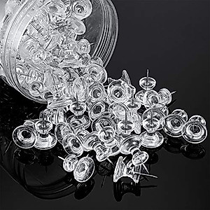 60 Pieces Giant Push Pins Big Thumb Tacks Large Tacks Jumbo Pins Steel Point 1 Inch Plastic Heads Pins Marking Pins for Cork Board (Transparent)