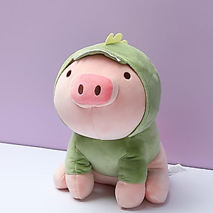 MINISO 12'' Sitting Piglet Stuffed Animal Plush Kawaii Body Pillow - Pig Cute Soft Plushies, Piglet Plush Throw Pillow Doll Plush Toy Valentine's Day Gift for Boy Girl Kids Children (Dinosaur Hoodie)
