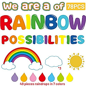 We are A Rainbow of Possibilities Bulletin Board Set Motivational Rainbow Cutouts Inspirational Back to School Classroom Decoration 64Pcs