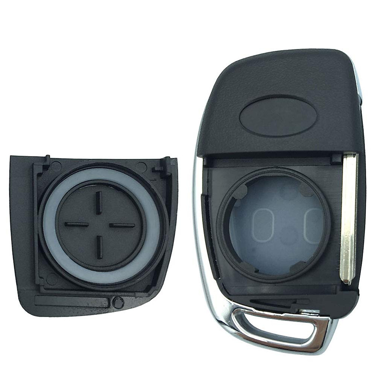 3 Buttons Keyless Entry Remote Shell Case for Hyundai Santa Fe Sonata Replacement Flip Folding Smart Car Key Fob Repair with Uncut Blade