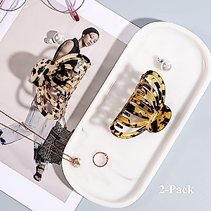 Shinowa Hair Clips, 2-Pack Bohemian Tortoise Shell Hair Claw Clips Strong Hold Big Hair Jaw Clips for Thick Hair, Hair Accessories for Women Girls, Leopard