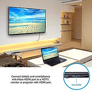 ANNNWZZD Micro HDMI to HDMI Cable 4k 60Hz for GoPro Hero 7 Black Hero 5 4 6, Raspberry Pi 4, Sony A6000 A6300 Camera, Nikon B500, Lenovo Yoga 3 Pro, Yoga 710 (10ft/10FT)