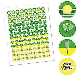 Big Dot of Happiness You Got Served - Tennis - Baby Shower or Tennis Ball Birthday Party Round Candy Sticker Favors - Labels Fit Chocolate Candy (1 Sheet of 108)