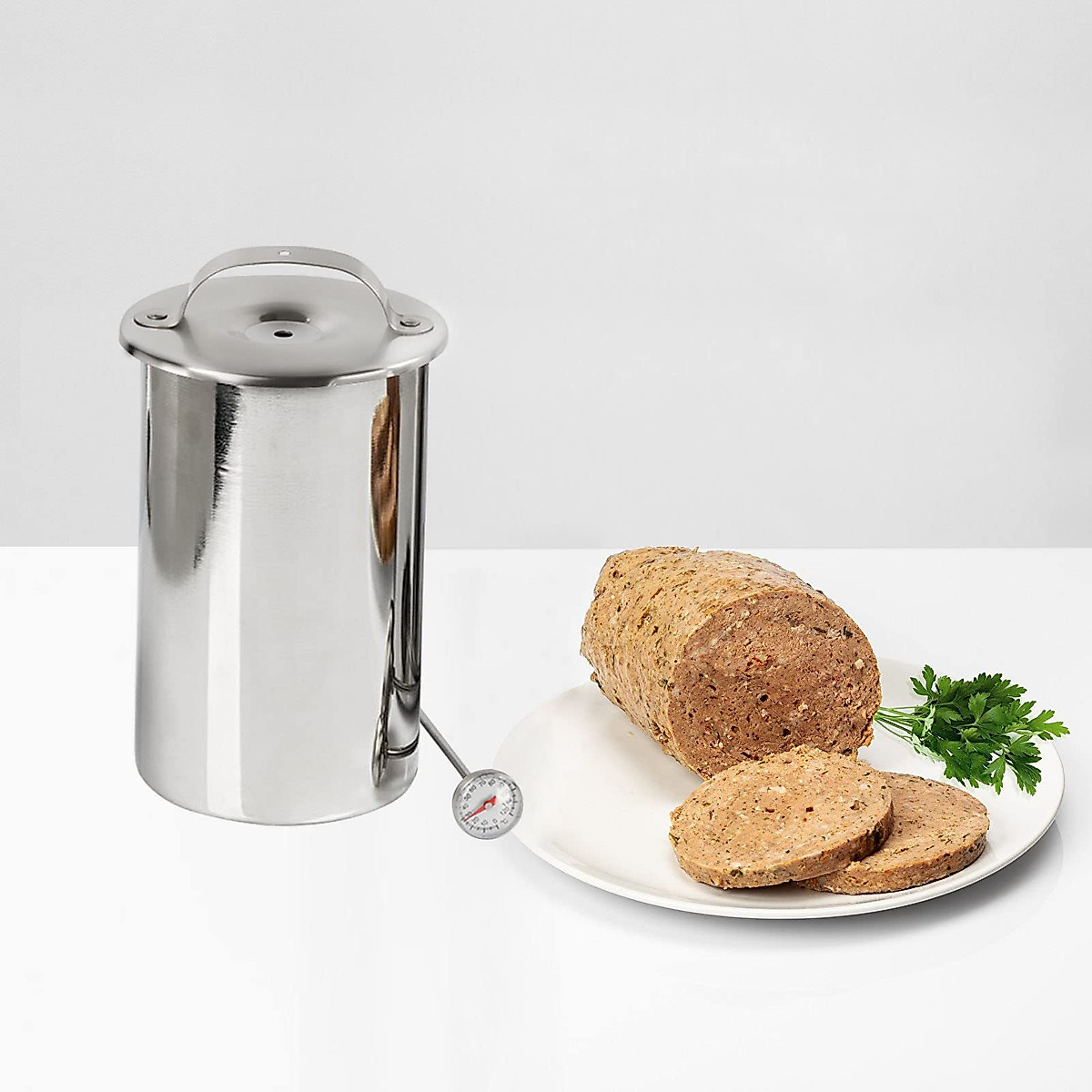 Stainless Steel Ham Maker Meat Press Cooker for Making Healthy Homemade Deli Meat with Thermometer - Kitchen Bacon Meat Pressure Cookers Boiler Pot Pan Stove