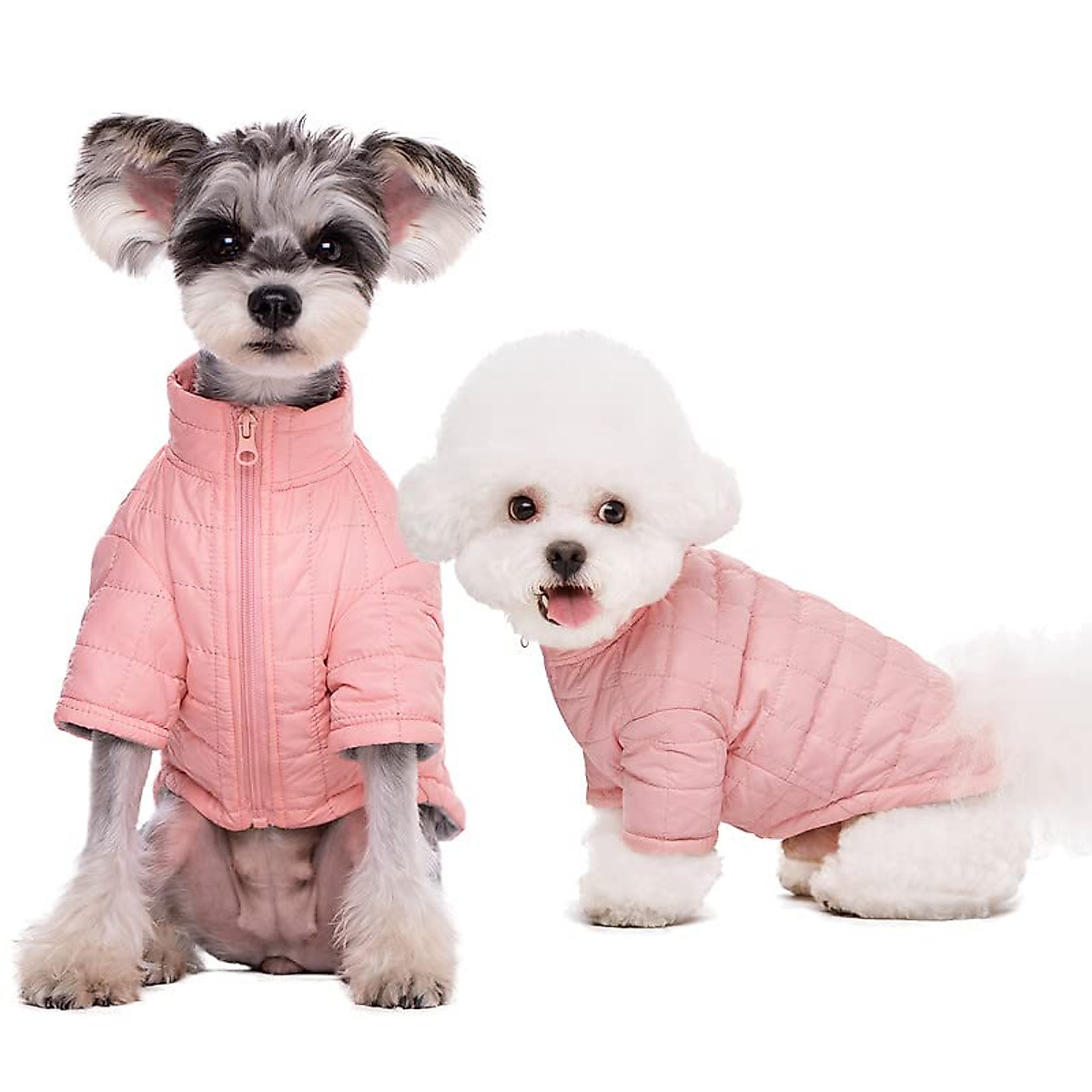 Small Dogs Winter Warm Coat, Water-Resistant Fleece Puppy Vest, High Collar Warm Padded Rainproof Snowsuit, Lightweight Outdoor Windproof Dog Clothes with Zipper and D Ring, Doggie Puffer Jacket