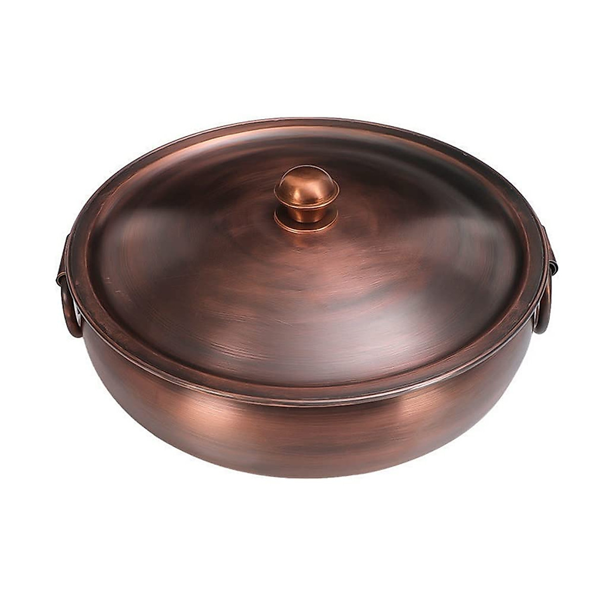 Chafing Dishes Retro Copper Hot Pot, Old Style Clear Soup Pot Thickened Flat Bottom Copper Pot Home Commercial Thickened Copper Hot Pot For Induction Cooker (Color : Brass, Size : 18cn)
