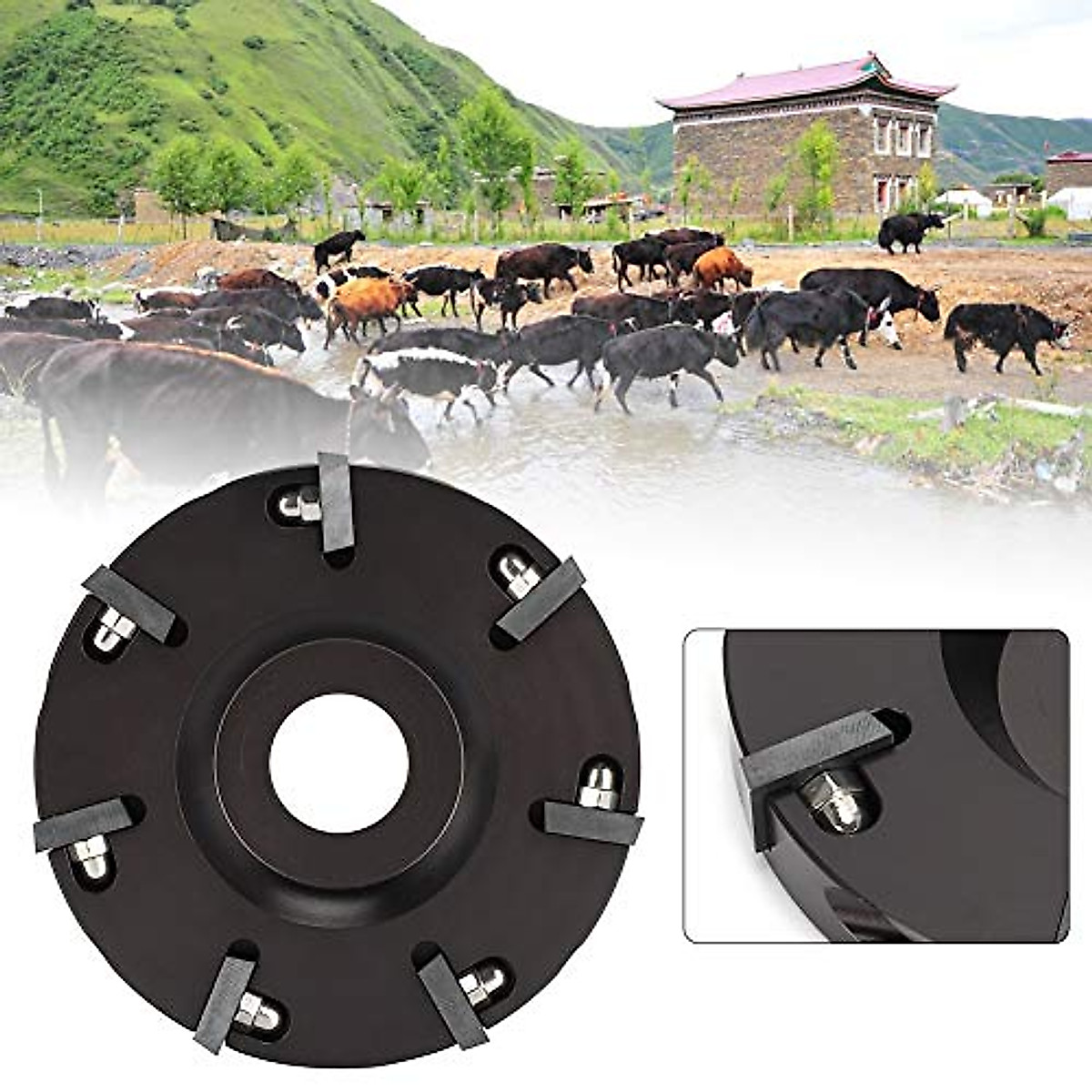 Cattle Hoof Trimming Cutter, Second Generation Livestock Foot Trimmer Disc Plate Cattle Hoof Angle Grinder Machine with 7 Sharper Cutter Head(HL-Q7F-II 7 Cutter)