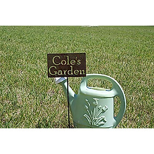 Custom Metal Garden Stake and Pet Memorial Signs Wall Art or Staked Options 20 to 33 Inches Tall Rusted or Powder Coated Finish (Rectangle Sign Plus Stake, 8x5 Inches)