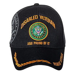 Officially Licensed United States Army Disabled Veteran and Proud of it Embroidered Black Baseball Cap