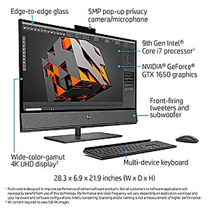 HP Envy 32 All-in-One Computer, 9th Gen Intel Core i7-9700 Processor, 4K UHD Monitor, NVIDIA GeForce GTX 1650 Graphics (4 GB), 16 GB RAM, 1 TB SSD, Windows 10 (32-a0010, Nightfall Black)