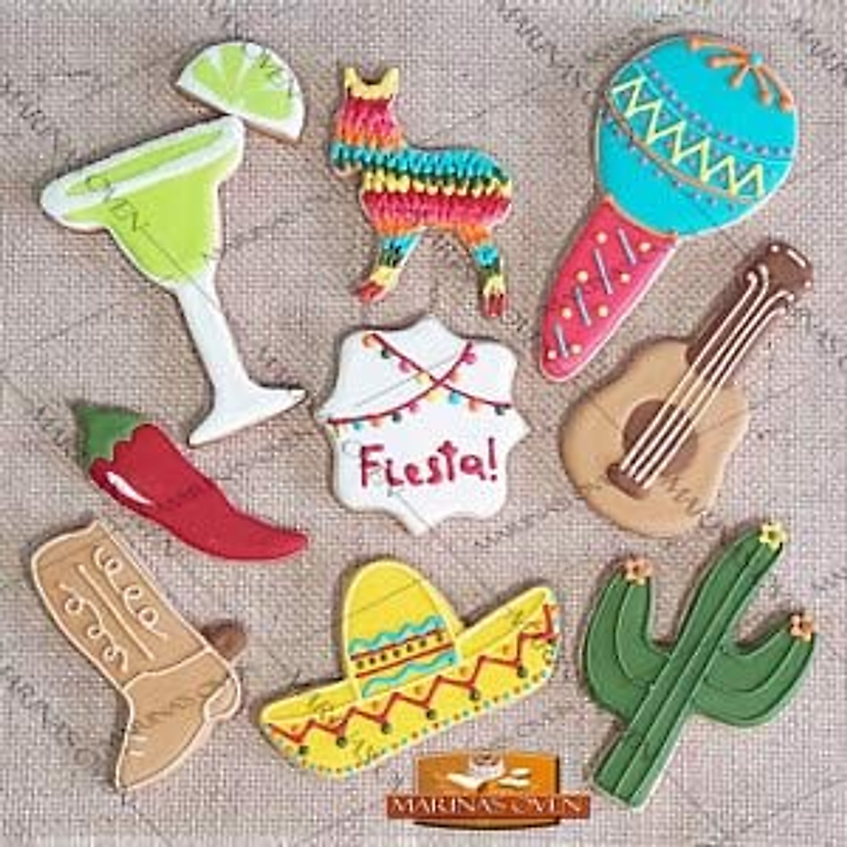 Fiesta Piñata Mexican Cinco de Mayo Cookie Cutter 9 Piece Set from The Cookie Cutter Shop - Sombrero, Maraca, Chili Pepper, Cactus, Guitar Cookie Cutters – Tin Plated Steel Cookie Cutters