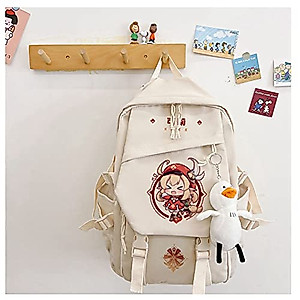 Genshin Impact Diluc Anime Bookbag Backpack 3D Print Bags Travel Backpack With Cute Doll of Duck