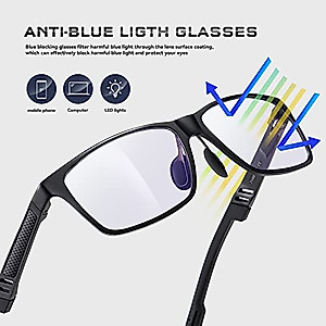 Reglaaly Blue-Light-Blocking-Glasses Men/Women Gaming Glasses Computer Screen Eyeglasses Metal Frame （ink）