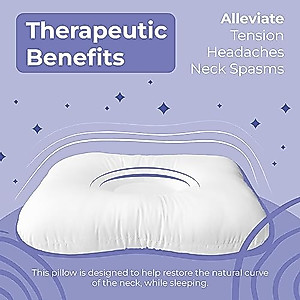 Jestik Oval Center Cervical Pillows: Neck & Cervical Orthopedic Pillows for Back and Side Sleepers - Posture Pillow with Ergonomic Oval Center for Shoulder, Back, and Neck Pain Relief (Petite)