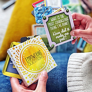 Sunny Present Empowering Questions Cards - 52 Self Care Cards for Mindfulness & Meditation, Writing, or Any Other Process You Choose - The Original Deck