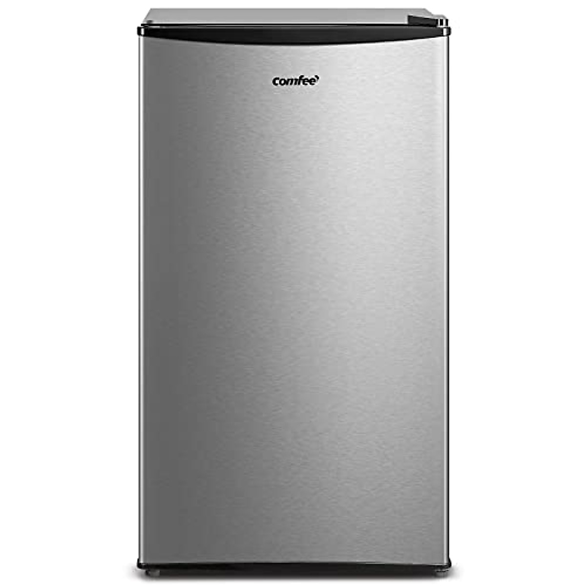 COMFEE' CRM33S3AST Cubic Feet Compact Singel Door Mini Fridge for Bedroom Office Garage Studio Dorm with 3 Removal Glass Shelves Stainless Steel Refrigerator, 3.3 Cuft, Silver