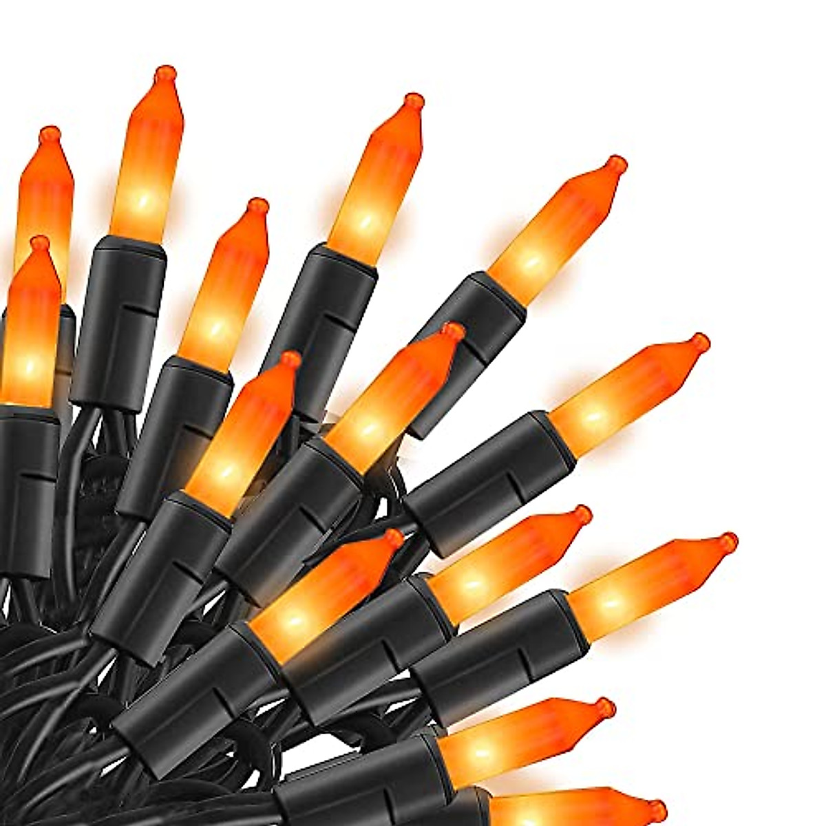 NEROSUN Christmas Mini String Lights, 20FT 100 Count Incandescent Connectable Green Wire Christmas Lights, Waterproof Christmas Decorations for Indoor Outdoor Home Garden Yard Decor (Orange, 1)