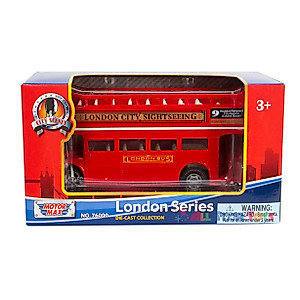 London Double Decker Bus Open Top, Red - Motormax 76008 - 4.75" Diecast Model Toy Car