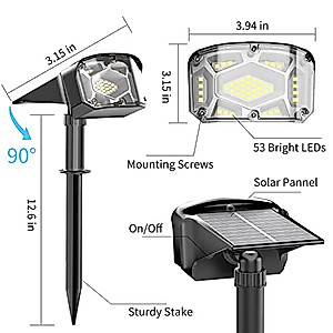 HEMOPLT Solar Outdoor Lights, Pack of 2 Solar Lights Outdoor Waterproof, Motion Sensor Outdoor Lights, 2 Brightness Modes Solar Pathway Lights, for Yard Landscape Lawn Driveway (1Warm White + 1White)