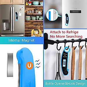 NiceGo Digital Instant Read Meat Thermometer with Probe Fast Waterproof Thermometer with Back Light and Calibration. Digital Food Thermometer for Cooking, Kitchen, Outdoor Cooking, BBQ Grill. (Blue)