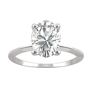 Charles & Colvard Created Moissanite 9x7mm Oval Cut Engagement Ring for Women | 2.1 cttw DEW | Lab Grown | Solid 14K White Gold with Rhodium | Size 7