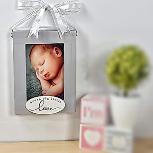 I’m Solid Wood Sonogram Pregnancy Baby Ultrasound 2 Sided Photo Frame, Great for Expecting New Parents Keepsake & Nursery Décor “Little Miracle/Dream Big Little Love" (Gray)